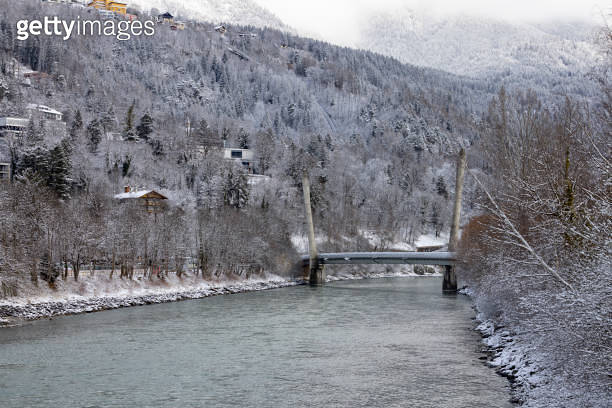 Bridge of Hungerburg Innsbruck Funicular over river Inn, Innsbruck ...