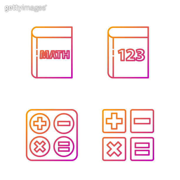 Set line Feather and inkwell, Square root, Triangle math and Test or ...