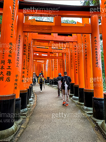 The famous row of Torii gates in Fushimi Inari Taisha Shrine, Kyoto ...