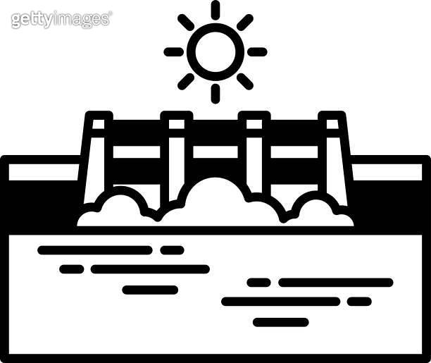 Illustration of a hydroelectric dam in line drawing style. (2171665629 ...