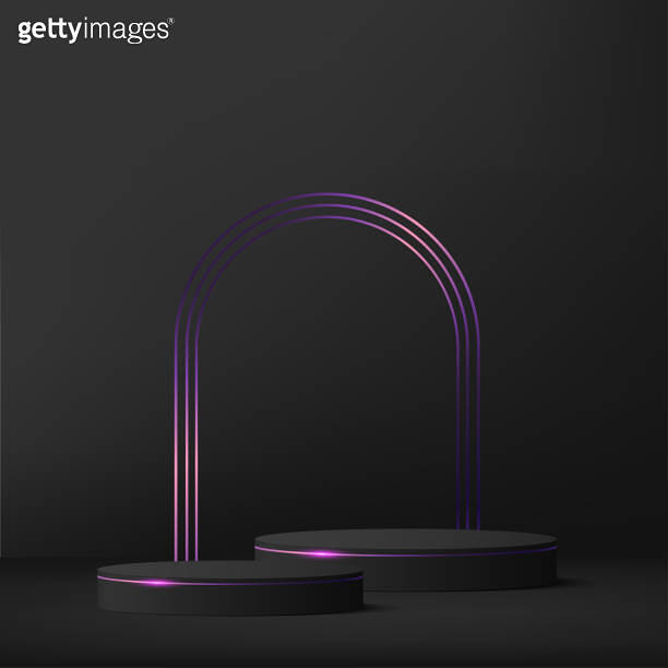 3d dark purple color podium and minimal dark purple wall scene. 3d ...