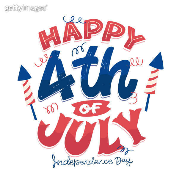 Text 4th of July. Independence Day vector lettering typography for ...