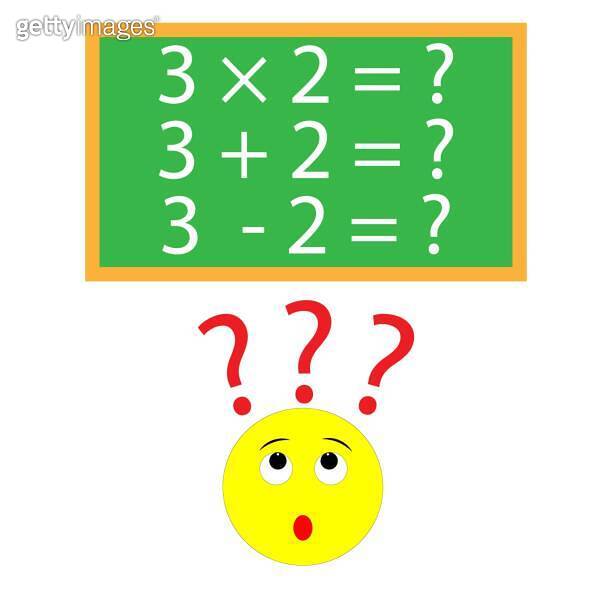 Emoji under a Chalkboard with Question Mark of Math operation for Kids ...