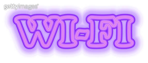 Wi-Fi signal, neon effect. Vector illustration. Neon purple letters on ...