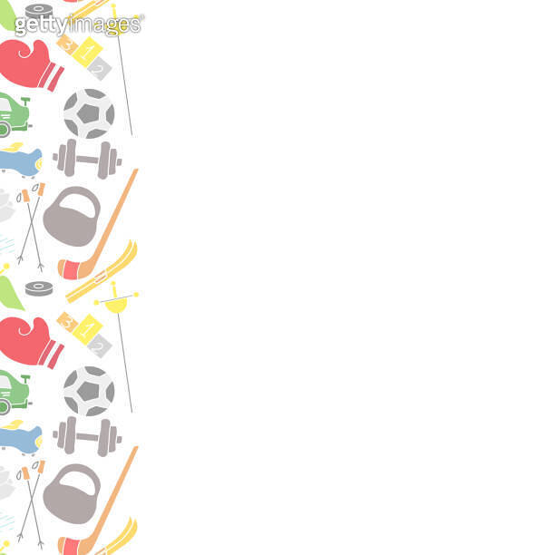 Seamless sport frame. Background with sports icons. Doodle sport ...