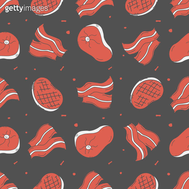 Seamless meat pattern. Doodle meat background. illustration with meat ...