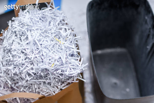 A bag full of paper documents destroyed in a shredder 이미지 (1949336617 ...