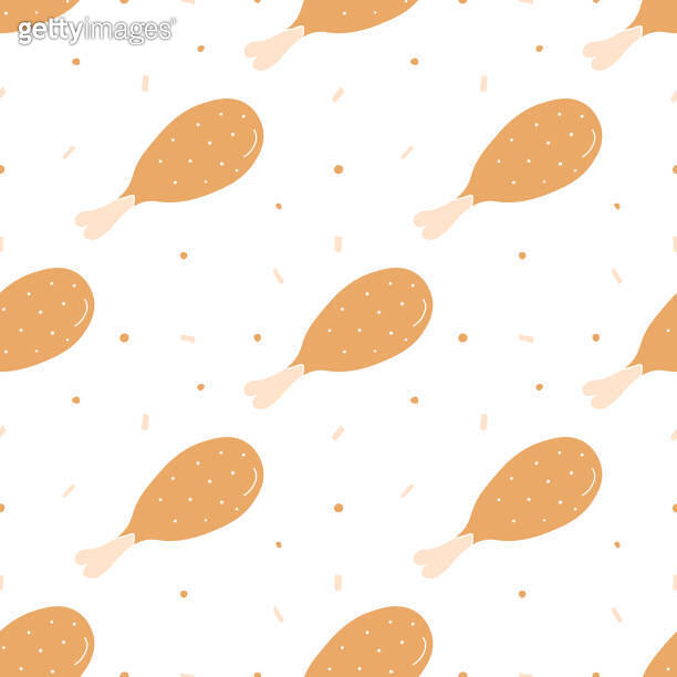 Seamless pattern with chicken legs. meat background. Doodle chicken ...