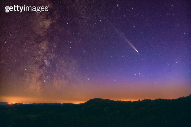 Comet C2023A3 Tsuchinshan ATLAS with Milky Way stars photographed from ...