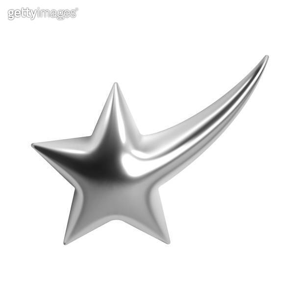 3d chrome shooting star with sleek, elongated tail in y2k style ...