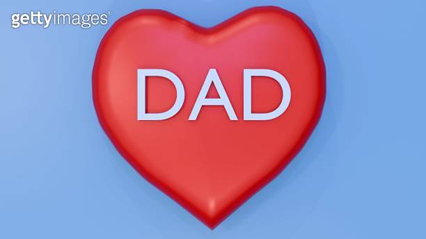 red heart and DAD letters in the blue background (2147677302) - 게티이미지뱅크