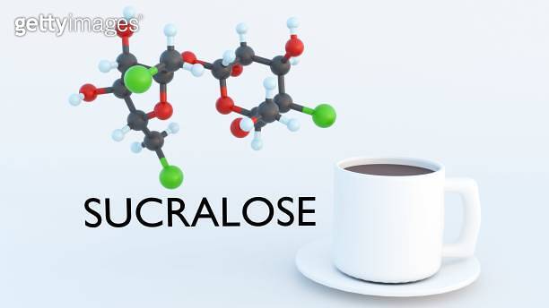 3d rendering of Sucralose molecule and a cup of drink 이미지 (2064406488 ...