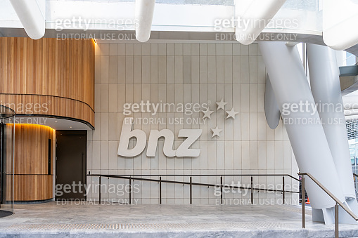 The entrance to the Bank of New Zealand (BNZ) Wellington HQ building in ...