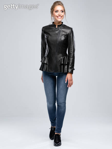 Professional model is posing for lookbook in the studio on white ...