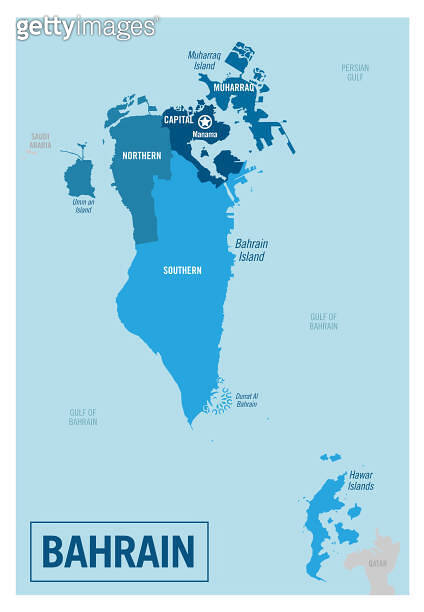 Bahrain country political map. Detailed vector illustration with ...