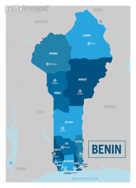 Benin country political map. Africa, Detailed vector illustration with ...