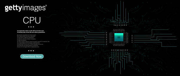 Futuristic CPU Design with Illuminated Core and Circuitry - High ...