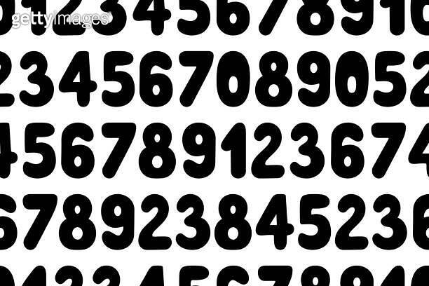 Numbers from 0 to 9. Silhouette. Horizontal repeating pattern. Seamless ...