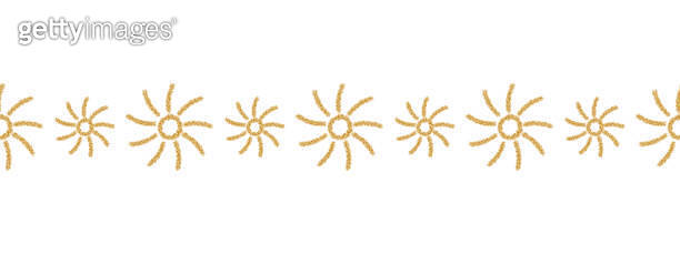 Golden tinsel sun. Endless horizontal border. Continuous pattern ...