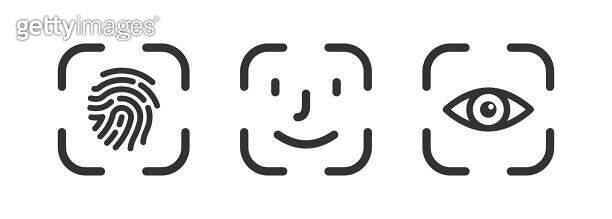 Finger, face, eye scan icon set. Fingerprint id. Person identification ...