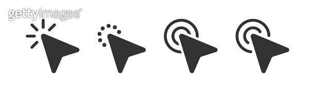 Cursor click icon. Computer mouse press sign. Interface arrow pointer ...