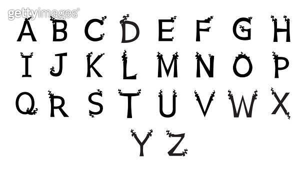 silhouette alphabets character design with fire style, doodle hand ...