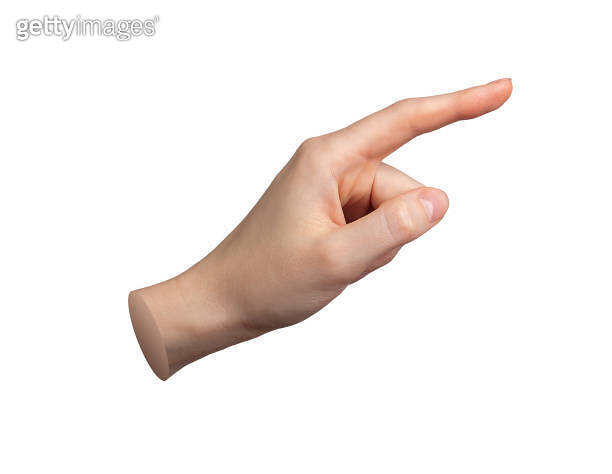 Hand gesture with pointing finger, indicating sign. Index finger ...