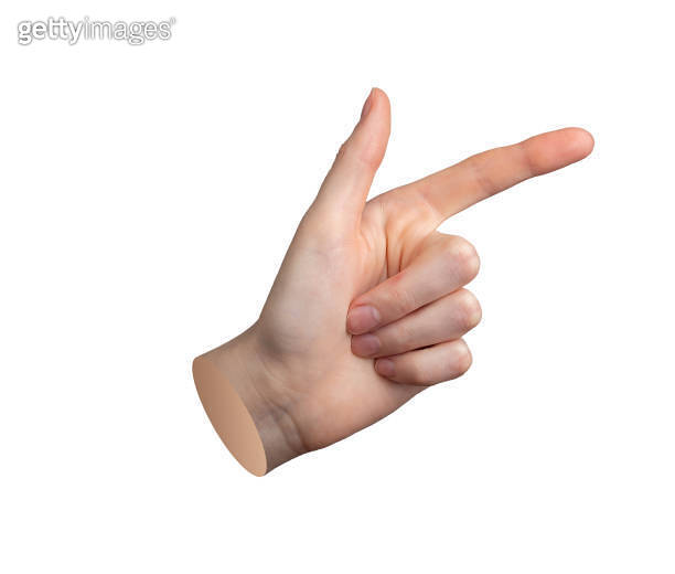 Hand gesture with pointing finger, indicating sign. Index finger, pointer choosing, choice ...