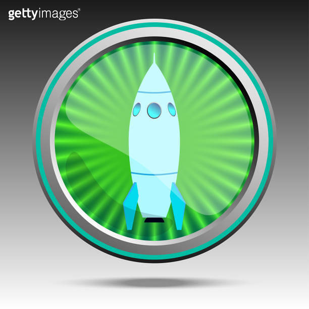Boost button with a rocket icon. Green, silver metallic web buttons ...