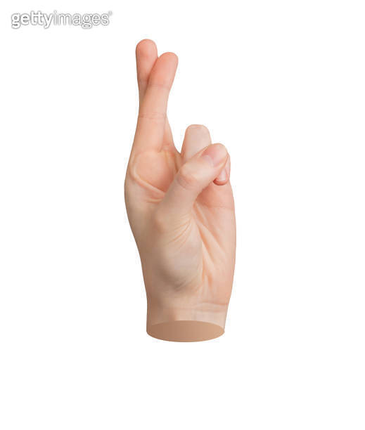 Finger cross gesture for luck Superstition sign, lucky symbol of hope ...