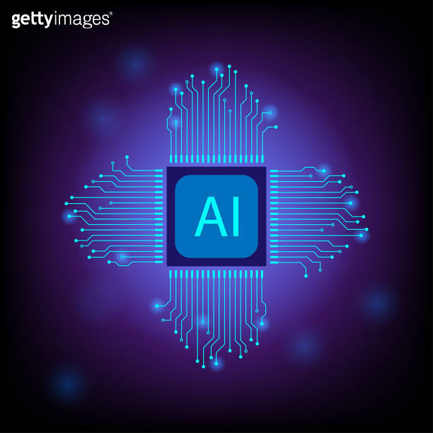 Artificial intelligence AI pictogram circuit line style. Micro ...