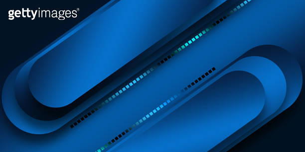 Blue abstract curved round corner rectangle geometric pattern ...