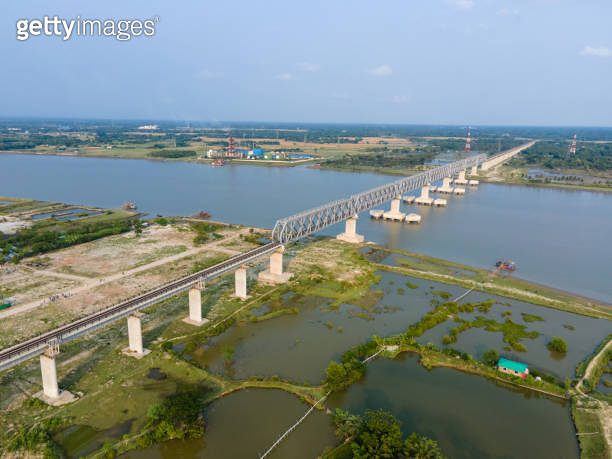 Aerial View of Rupsha Rail Bridge, Khulna, Bangladesh. Rupsha Railway ...