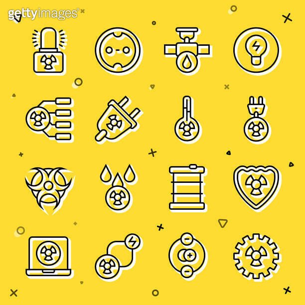 Set line Radioactive, in shield, Radiation electrical plug, Industry ...