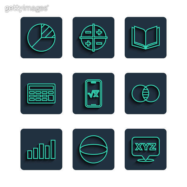 Set line Graph, schedule, chart, diagram, Geometric figure Sphere, XYZ Coordinate system, Open ...