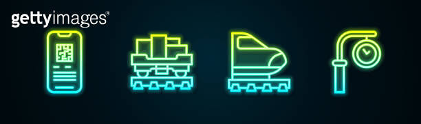 Set line E-ticket train, Cargo wagon, High-speed and Train station ...
