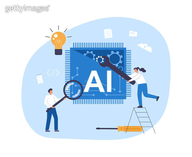 Concept illustration of artificial intelligence development and setup ...