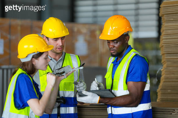 Concept people operation in industrial. team of factory industrial ...