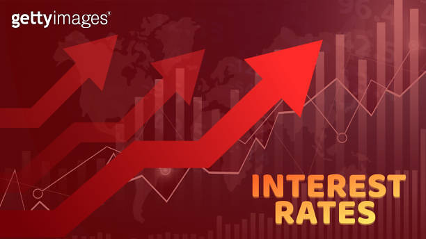 Increasing Interest Rate concept background with red and orange arrows ...