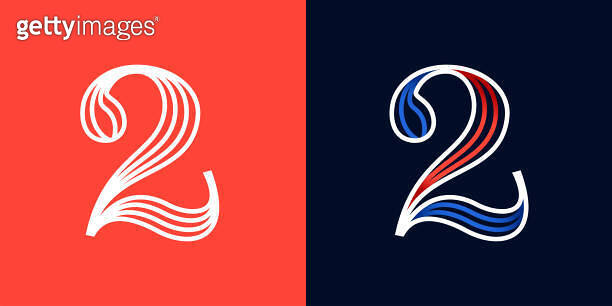 2 logo. Number two sport style icon. Blue and red lines font. Patriotic ...