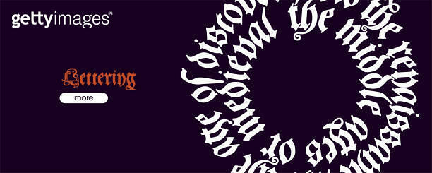 Medieval Polish blackletter calligraphy on circle line. 15th century ...