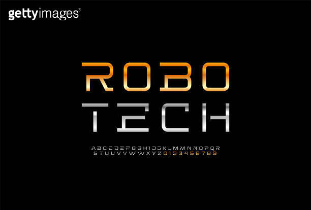 Cyber modern alphabet thin font, technology letters and numbers, vector ...