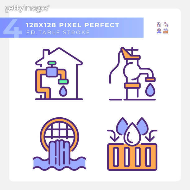 Water infrastructure RGB color icons set 이미지 (2119564698) - 게티이미지뱅크