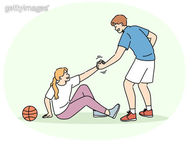 Basketball caviar helps fallen girl to stand up, showing team ...