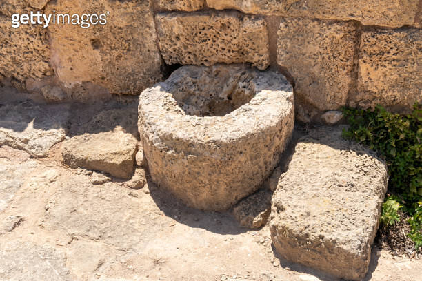 Partially preserved remains of an ancient toilet in ancient part of the ...