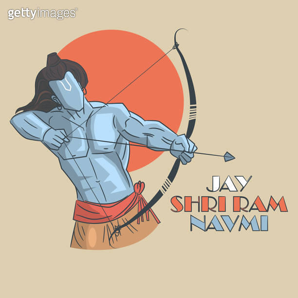 Lord Rama with archery.Ram Navmi festival vector illustration ...