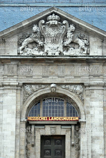 Hessisches Landesmuseum (Hessian State Museum) main entrance, pediment ...