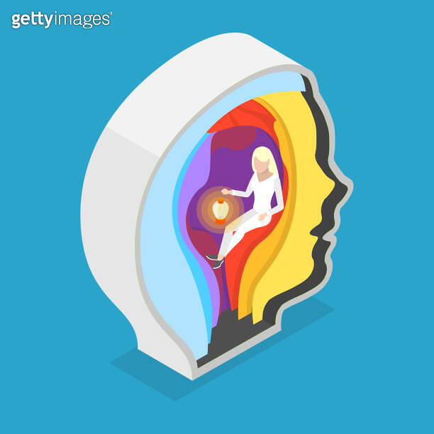 3D Isometric Flat Vector Conceptual Illustration of Inside Head 이미지 ...