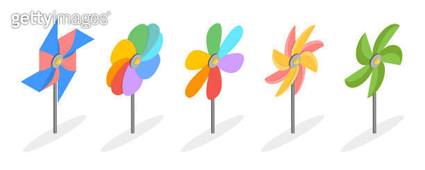 3D Isometric Flat Vector Set of Pinwheels 이미지 (2064676171) - 게티이미지뱅크