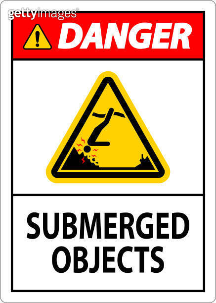 Water Safety Sign Danger - Submerged Objects (1939767365) - 게티이미지뱅크